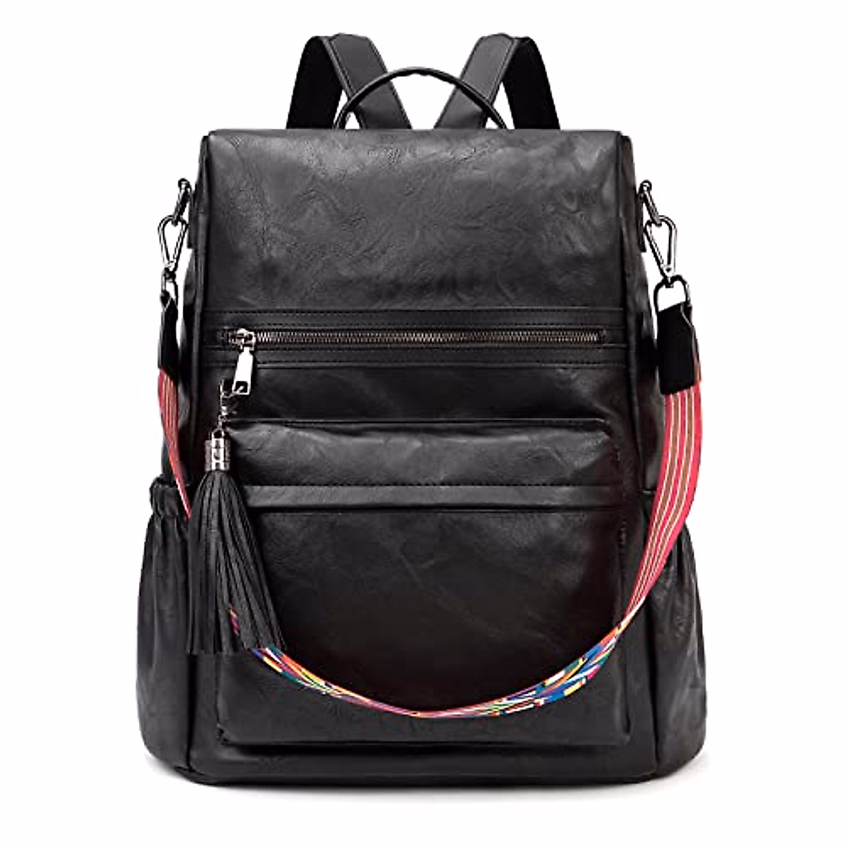 PINCNEL Backpack Purse for Women – Fashion Womens PU Leather Backpack – Anti-Theft Backpack Shoulder Bag with Multifunctional Pockets (Black)