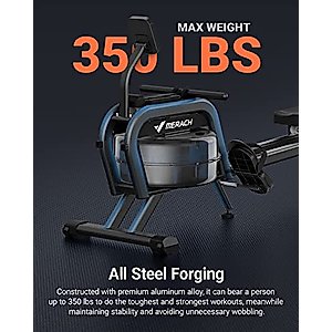MERACH Water Magnetic Rowing Machine, Bluetooth Rower Machine with App Compatible and Dual Slide Rail, 350LB Max Weight, 16 Levels of Auto Resistance Feature, Rowing Machines for Home Use, R06