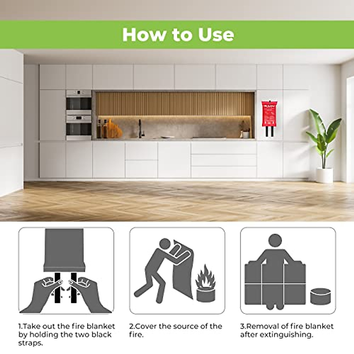 Guardryshely Fire Blanket for Home, Emergency Fire Blanket Kitchen, Easy to Store Fire Suppression Blanket, Fiberglass Fire Blanket Emergency for Grill, Car, Fireplace (39 in x 39 in), 2 Packs