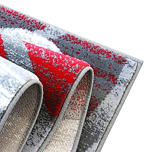 BizChair 2' x 11' Red Swirl Patterned Olefin Area Rug with Jute Backing for Entryway, Living Room, Bedroom