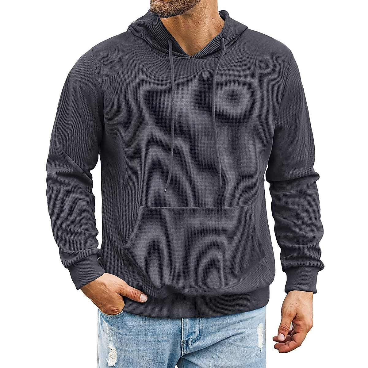 COOFANDY Mens Workout Sweatshirt Athletic Hoodies Lightweight Gym Pullover Tops Dark Grey