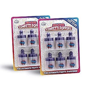 BEST PARTY EVER! Pull-N-Pop Confetti Poppers, Easy to Use, Pull Back and Release, 2-pack (12 Pull-N-Pops Total)
