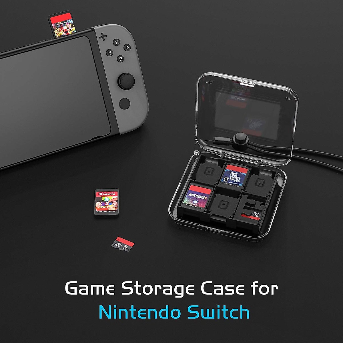 MoKo Game Card Case Compatible with Nintendo Switch, Switch Game Storage Box with 12 Game Cartridges Hard Protective PC Shell Holder - Black