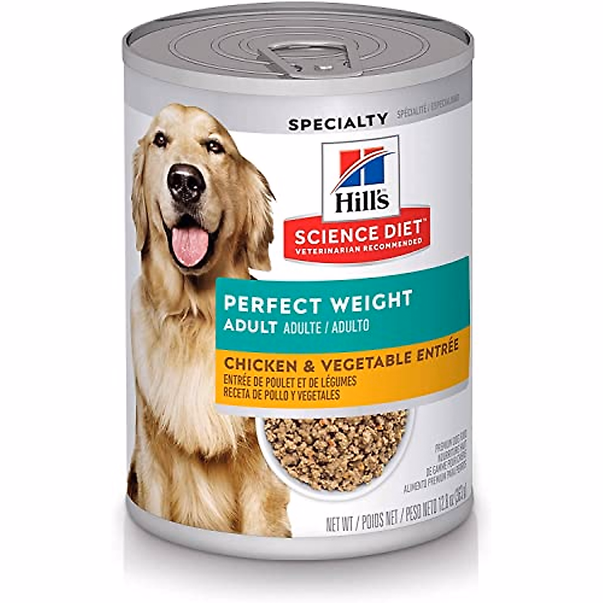 Hill's Science Diet Wet Dog Food, Adult, Perfect Weight for Weight Management, Chicken & Vegetable Recipe, 12.8 oz. Cans, 12-Pack