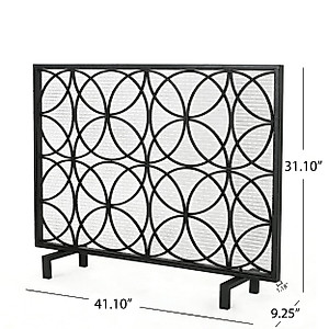 Christopher Knight Home Valeno Single Panel Iron Fireplace Screen, Black