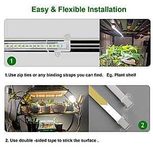 Grow Light for Indoor Plants Abonnyc 96 LEDS Plant Grow Light Strips 10 Inch Warm White Light & Red Light Full Spectrum with Auto On/Off Timer Sunlike Small Grow Lamp for Hydroponics Succulent, 4 Bars