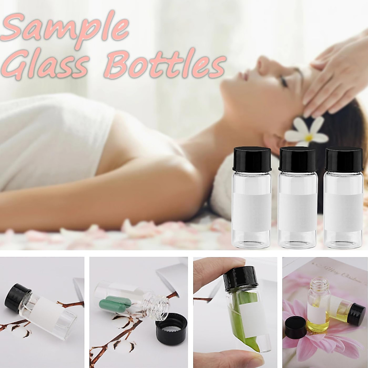Kesell 10ml Clear Glass Bottle Liquid Sampling Sample Glass Vials with Label Sticker and Screwcap, Pack of 10