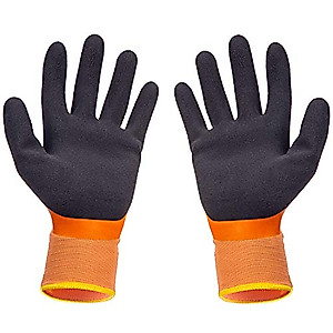 SAFEAT General Waterproof Work Gloves for Men and Women – Flexible, Double Coated Latex, Multipurpose, Sandy Grip Foam 1 Pair (Large)