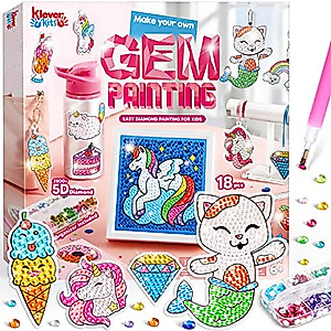 Gem Art, Kids Diamond Painting Kit with Big 5D Gem, Arts and Crafts for Girls Ages 4-12, Gem Craft Activities Kits, Premium Diamond Art Gift Ideas for Girls Crafts Ages 4, 5, 6, 7, 8, 9, 10, 11, 12