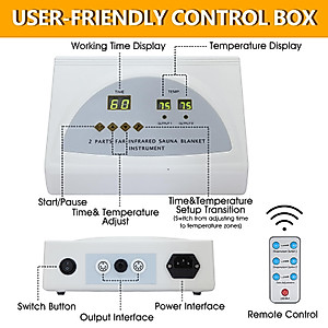 Vanell Far Infrared Sauna Detox Blanket - 2-Zone Spa Sauna Blanket, Overall Wrap Heating, FIR Technology, Zipper Type - Digital Body Heat Blanket