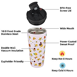 BJPKPK 22oz Tumbler With lid And Straw Stainless Steel Travel Coffee Mug Insulated Tumblers Cups,Hawaii Fruits Purple