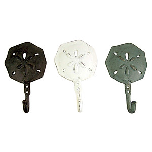 Sand Dollar Cast Iron Wall Hook 6 1/2 Inch (Set of 3)