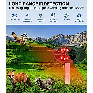 Jahy2Tech 2021 Solar Ultrasonic in Repellent Defender Rat, Squirrel, Deer, Raccoon, Skunk, Rabbit, Mole, Dog, Cat, Waterproof with Motion Detector (1)