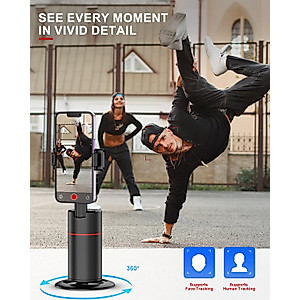 KOSCHEAL Auto Face Tracking Tripod, 360° Rotation with Stand,No App,Body Phone Tracking Tripod with Two Selfie Light,Gesture Control Smart Shooting Camera Mount for Live Vlog Streaming Video Tiktok