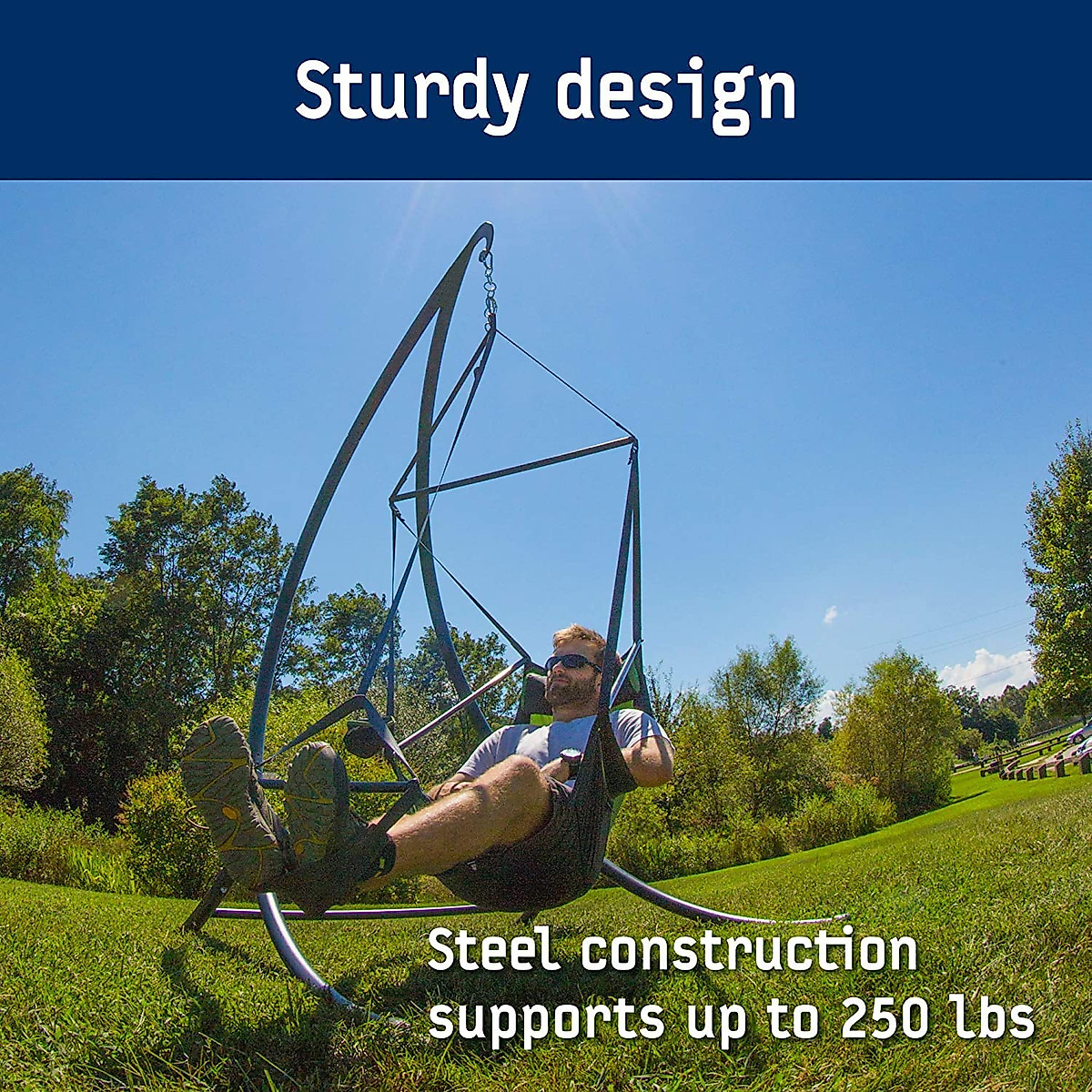 ENO SkyPod Hanging Chair Stand - Stand for 1 Person Backyard Hammock Chair Swing - Outdoor Patio Furniture for Backyard, Lawn, or Balcony - Charcoal