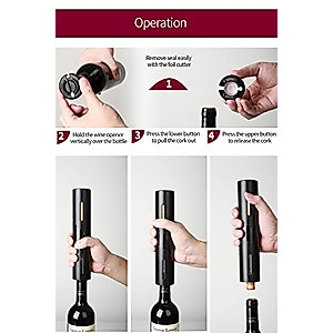 Hisip Electric Wine Opener, Battery Wine Bottle Opener Contains Beer Opener Wine Gift Set Automatic Corkscrew Electric Potable for Home Bar