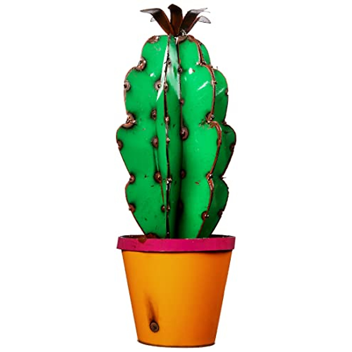 Rustic Arrow Cactus in Pot w/Flower Garden Art,Multicolor