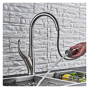 KXFXQTOT Three Colors Pull Out Sensor Kitchen Faucet Black Sensitive Touch Control Faucet Mixer for Kitchen Touch Kitchen Mixer Tap (Color : Gold B)