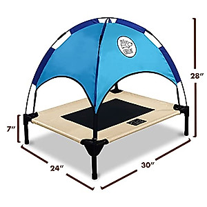 Floppy Dawg Just Chillin’ Elevated Dog Bed. LuxLife Edition - Premium Cot Includes Two Designer Canopies. Lightweight and Portable, Indoor or Outdoor. Chill in Style on Raised Breathable Mesh Fabric.