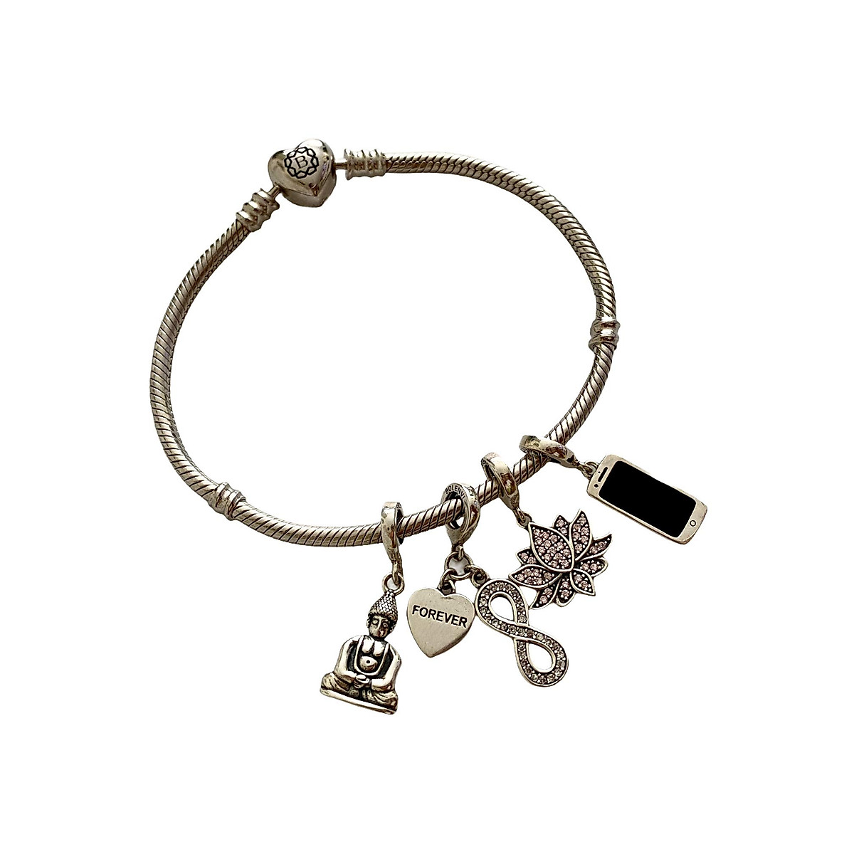 BOLENVI Dazzling Pink Lotus Yoga Yogi Buddhism 925 Sterling Silver Pendant Charm Bead For Pandora & Similar Charm Bracelets or Necklaces