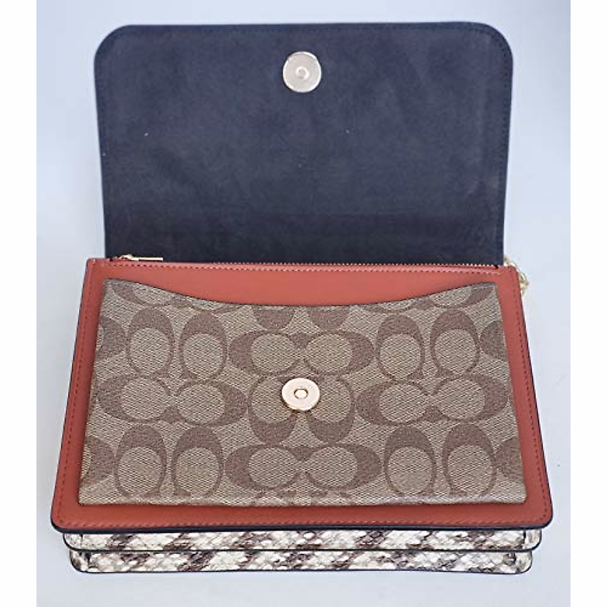 Coach Women's Klare Crossbody Shoulder Handbag in Signature Coated Canvas, Calf & Snake-Embossed Leather (Khaki/Black/Berry/Multi/Gold)