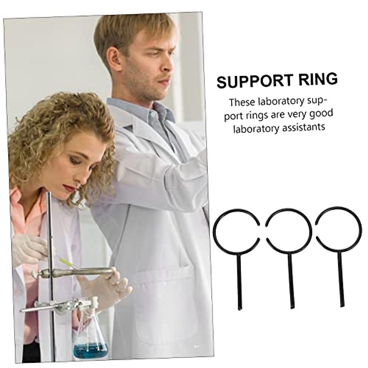 ULTECHNOVO 3pcs Experimental Instrument Accessories Lab Support Rings Metal Brackets Stainless Steel Lab Closed Ring Flask clamp Trumpet Accessories Labs Iron Ring Test Tube clamp Large