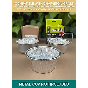 (20 Pack) Grease Cup Foil Liner Compatible with Char-Broil Grills G430-0033-W1 Aluminized Grease Cup and Model 5884694 Universal