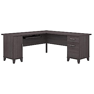 Bush Furniture Somerset L Shaped Desk with Storage, 72W, Storm Gray