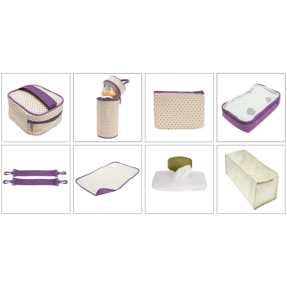 SoHo Animals Diaper Tote Bag 10Pc, ElephantsPurple