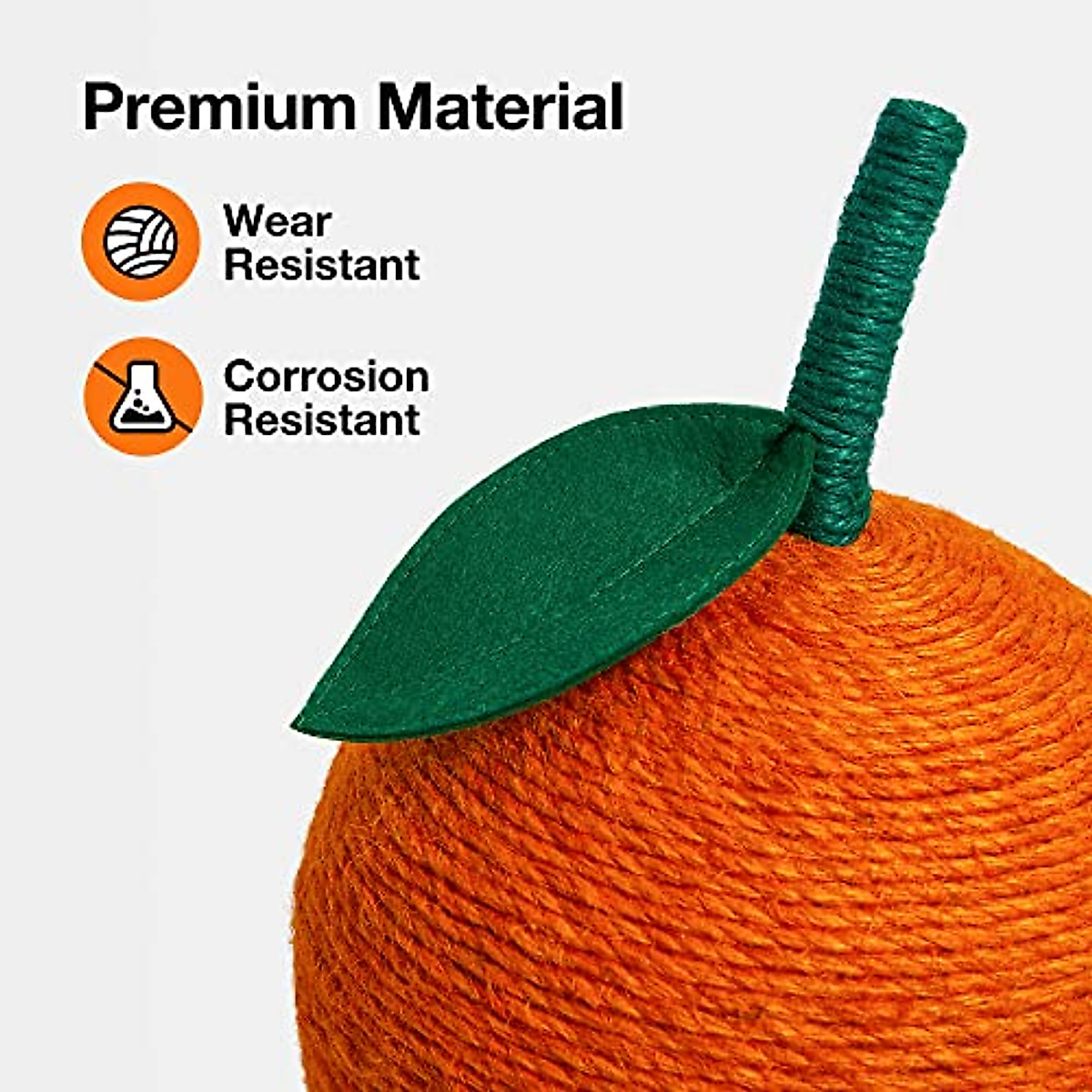 VETRESKA Orange Cat Scratching Post, Cat Scratcher with Sisal Rope, Vertical Cat Scratch Post for Cat, Kitten