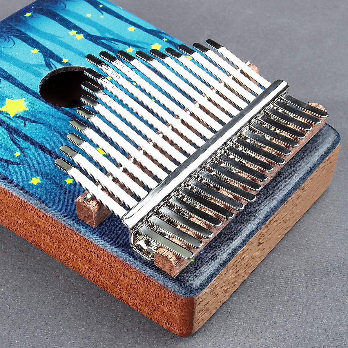 17 Keys Kalimba Thumb Piano Built in EQ Made by Mahogany Acacia with all Accessories Tune Hummer, Finger Piano African Instrument (Blue1)