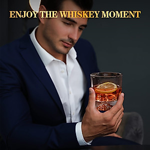 veecom Whiskey Glasses Set 4, Mountain Whiskey Glasses, 10oz Rocks Glasses, Heavy Bottom Bourbon Glass Gifts for Men, Old Fashioned Whisky Glass Sets for Cocktail, Scotch