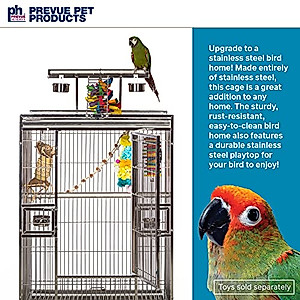 Prevue Pet Products Stainless Steel Play top Bird Cage, Stainless Steel, Medium