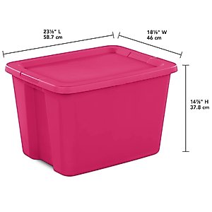 18 Gallon Plastic Storage Tote Box,Storage Bin Tote Organizing Container With Durable Lid, Stackable and Nestable Snap Lid Plastic Storage Bin,Fuchsia Burst,Set of 8