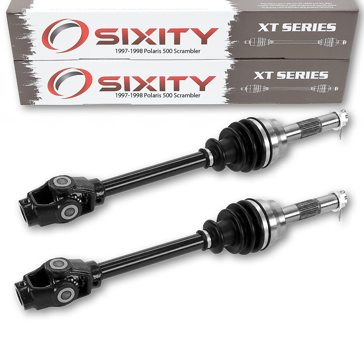 2 pc Sixity XT Front Left Right Axle compatible with Polaris Scrambler 500 1997-1998 - W98 W97BC50A 4X4