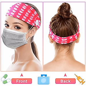 Tigeen 30 Pcs Nurse Headbands for Women Nursing Headbands with Buttons Stretch Non Slip Elastic Hair Bands Ear Protection Medical Headbands for Doctors Nurse Work Head Wraps Hairband for Sports