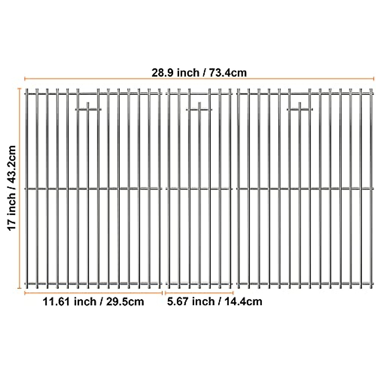 Stainless Steel Solid Rod Cooking Grates for Nexgrill 720-0882A Evolution Infrared Plus 5-Burner Replacement Grill Grates Parts,3 Pack
