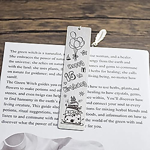 Stainless Steel Bookmark for Book Lover for Kids Girls Women Men Book Marks Happy 15th Birthday Gift