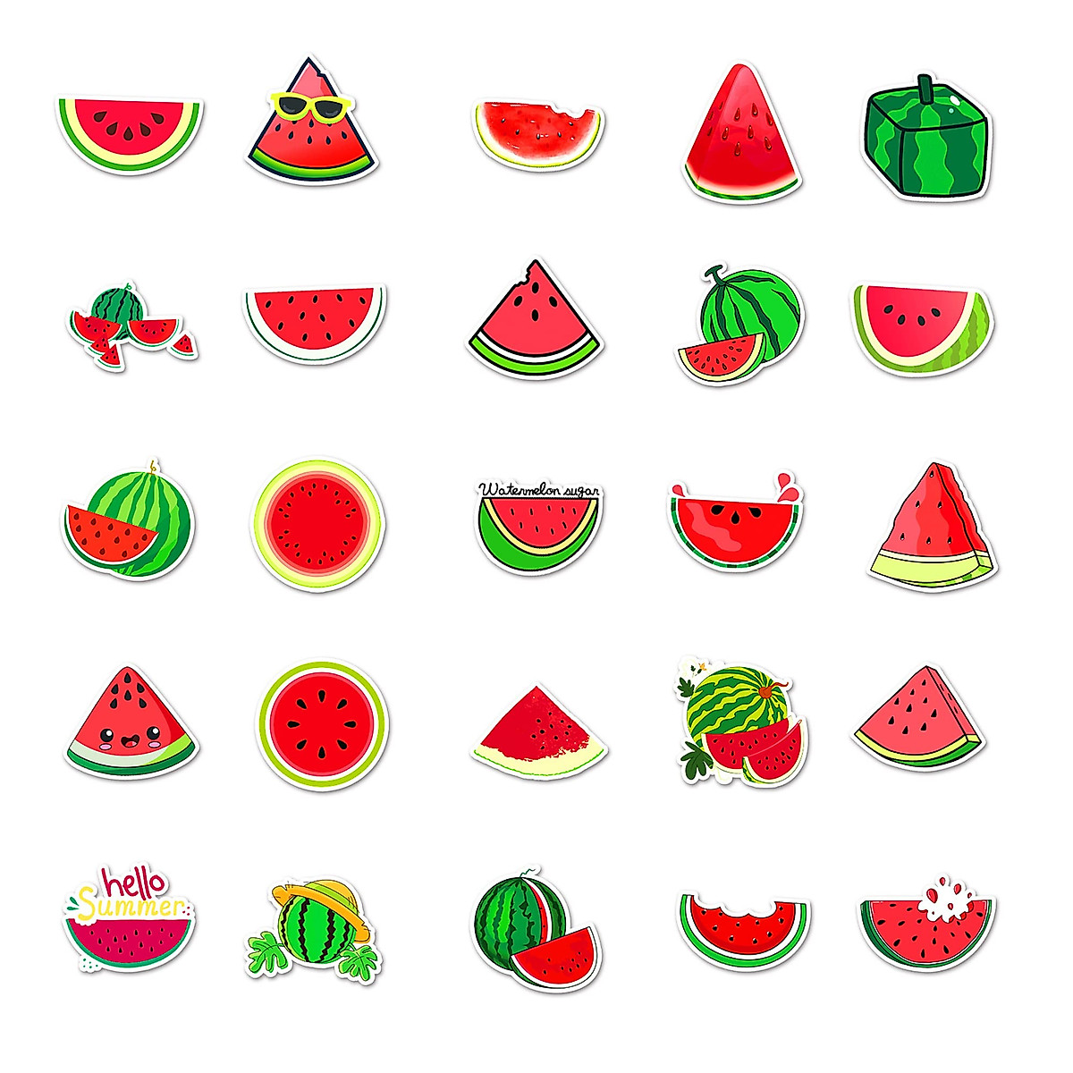 Watermelon Stickers, 50PCs Pack, Cute Fruits Aesthetic Stickers, Vinyl Waterproof Decals, Stickers for Laptop, Hydro Flask, Water Bottle, Bumper Car Planner Stickers, Stickers for Kids, Toddlers, Teens, Girls, Adults (Watermelon)