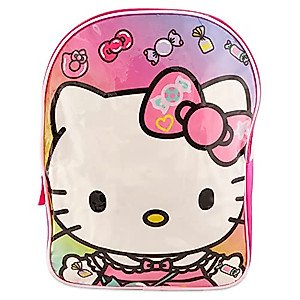 Hello Kitty Backpack for Girls - Hello Kitty School Supplies Bundle with 15" Hello Kitty School Bag Plus Stickers, Pink Water Bottle, and More (Hello Kitty Travel Bag)