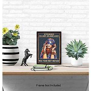Assuming I'm Just An Old Lady - Boho Hippie Room Decor - Bohemian Room Decor - Funny Birthday Decorations Wall Art Poster - Gift for Grandmother, Grandma, Granny, Women - Psychedelic Room Decor - 8x10