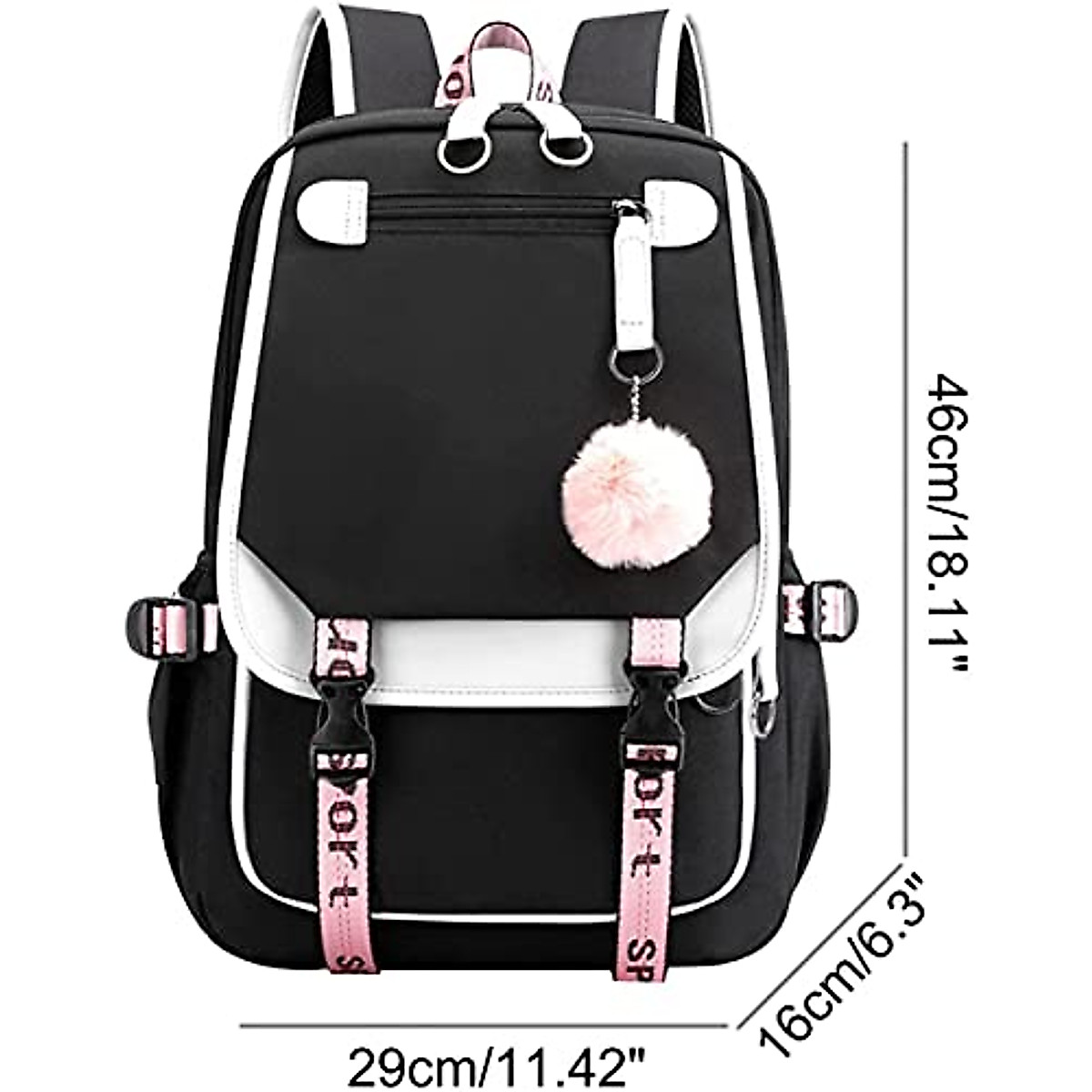 HXUANYU Backpack for Girls usb Backpack Suitable as Girls School Bags Girls Laptop Bag (black)