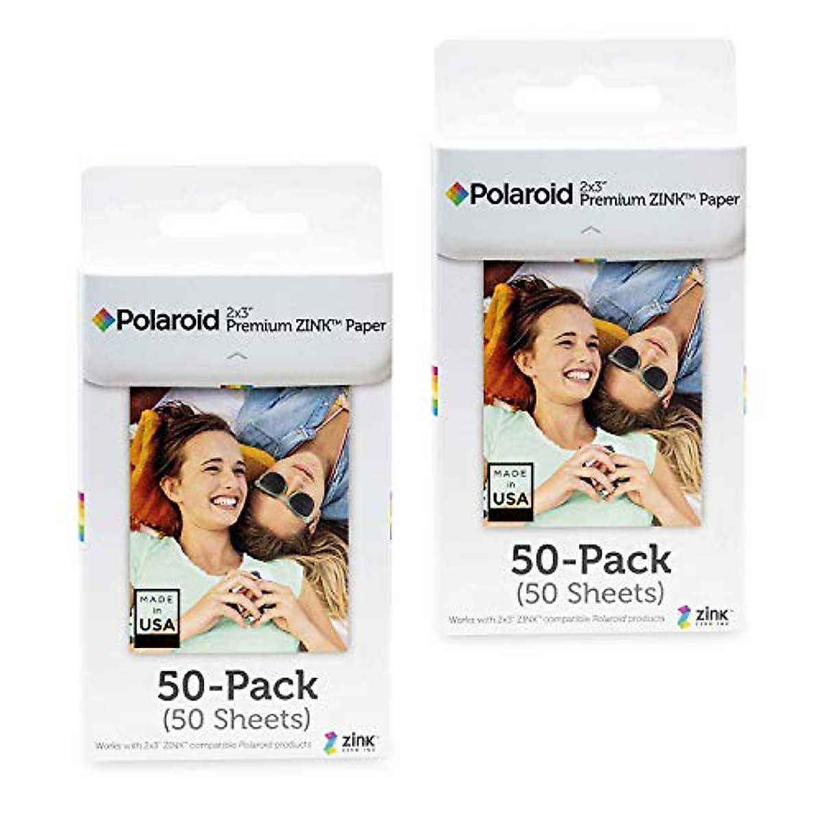 Polaroid 2x3 inch Premium Zink Photo Paper (100 Sheets) Compatible with Polaroid Snap, Snap Touch and Zip.