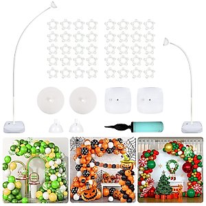 AerWo 130Pcs Balloon Pump Electric Balloon Air Pump Inflator, Portable Dual Nozzle Electric Balloon Blower with 100 PCS Balloons, Tying Tool and Balloon Arch Kit for Party Birthday Wedding Decoration