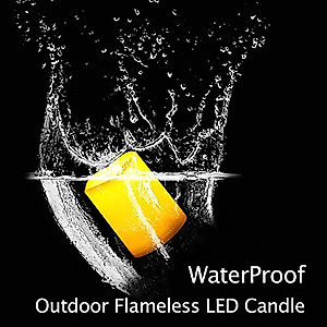 YINCHI Waterproof Outdoor Battery Operated Flameless Candles with Remote Timer Plastic Flickering Fake Electric LED Pillars for Lantern Garden Wedding Christmas Decorations 3x4 Inches 2 PCS