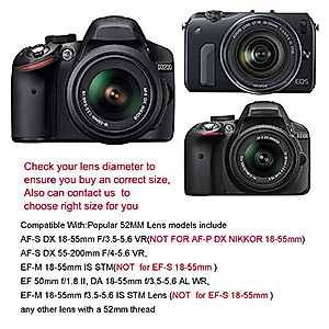 Veatree 52mm Lens Hood Set, Collapsible Rubber Lens Hood with Filter Thread + Reversible Tulip Flower Lens Hood + Center Pinch Lens Cap + Microfiber Lens Cleaning Cloth