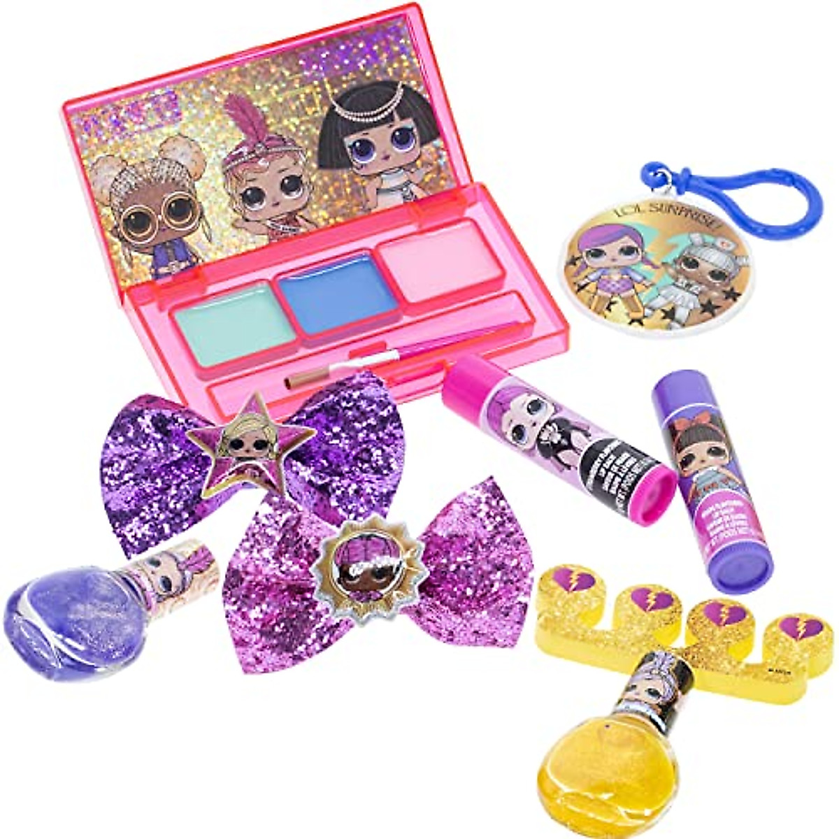 L.O.L. Surprise! Townley Girl Makeup Filled Backpack Set with 12 Pieces, Including Lip Gloss, Nail Polish, Nail Stones and Keychain, Ages 5+ for Parties, Sleepovers and Makeovers
