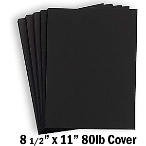Hamilco Black Colored Cardstock Thick Paper - 8 1/2 x 11" Heavy Weight 80 lb Cover Card Stock - for Scrapbook Craft Calligraphy or Chalkboard Papers for Printer - 50 Pack