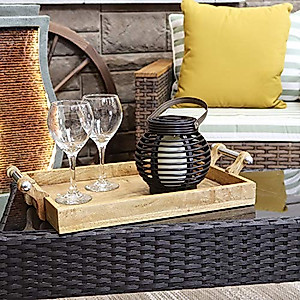 Sunnydaze Lerena Black Outdoor LED Hanging Solar-Powered Lantern with Candle - Plastic - 6-Inches Tall - Light Up Your Yard, Deck, Patio, Porch, or Garden