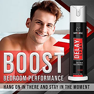AlphaMale Premium Delay Spray - Climax Control and Desensitizing Spray for Men - with Lidocaine - Advanced Numbing Spray to Increase Duration in Bed - 30mL
